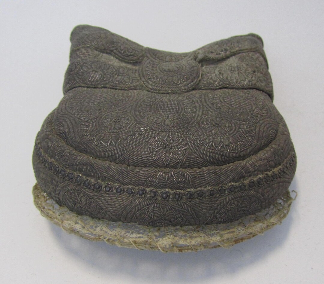 Antique Silver Metallic RIEGELHAUBE Bonnet Hat Germany Cap 18th 19th ...