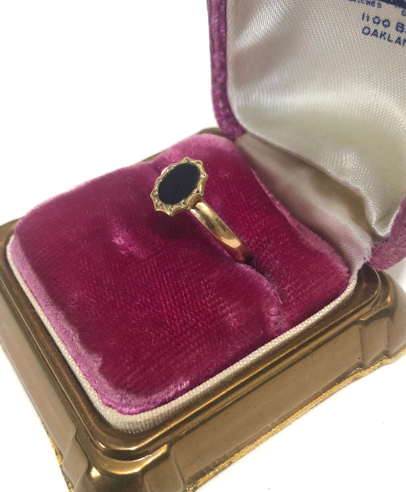 Antique Victorian 18K Yellow Gold Ring Band Black Onyx 1.83g Rolled Gold Setting Size 6 - Etsy ...