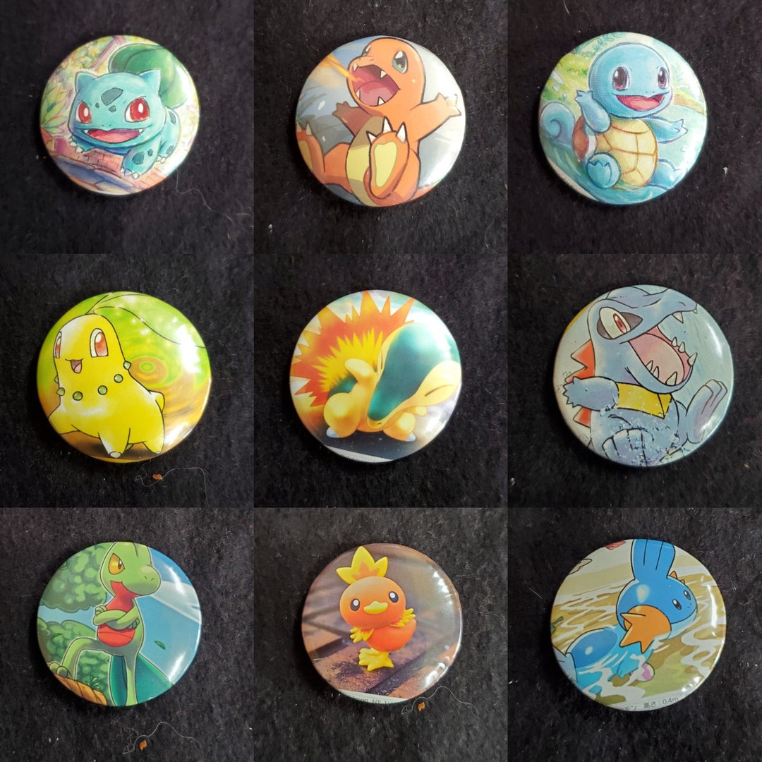 Pokémon Starters 1.25 Pin Buttons All Generations Upcycled Trading ...