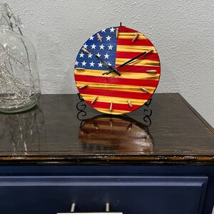 American Flag Clock, Desk Clock, Wall Clock, American Decor, Ammo Clock ...