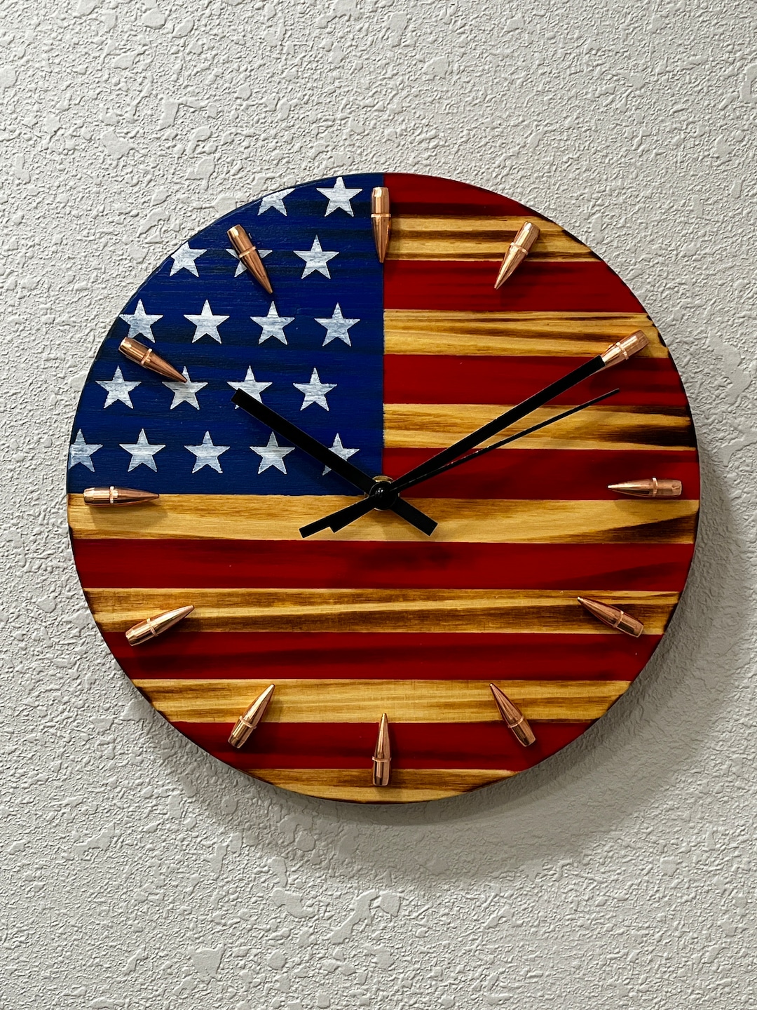 American Flag Clock, Desk Clock, Wall Clock, American Decor, Ammo Clock ...