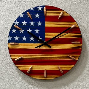 American Flag Clock, Desk Clock, Wall Clock, American Decor, Ammo Clock ...
