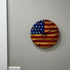 American Flag Clock, Desk Clock, Wall Clock, American Decor, Ammo Clock ...