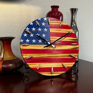 American Flag Clock, Desk Clock, Wall Clock, American Decor, Ammo Clock ...