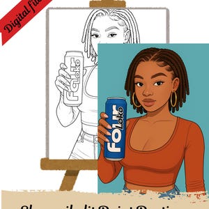 Sip and Paint Girl Coloring Page | Four Loko Art Printable | DIY Paint ...
