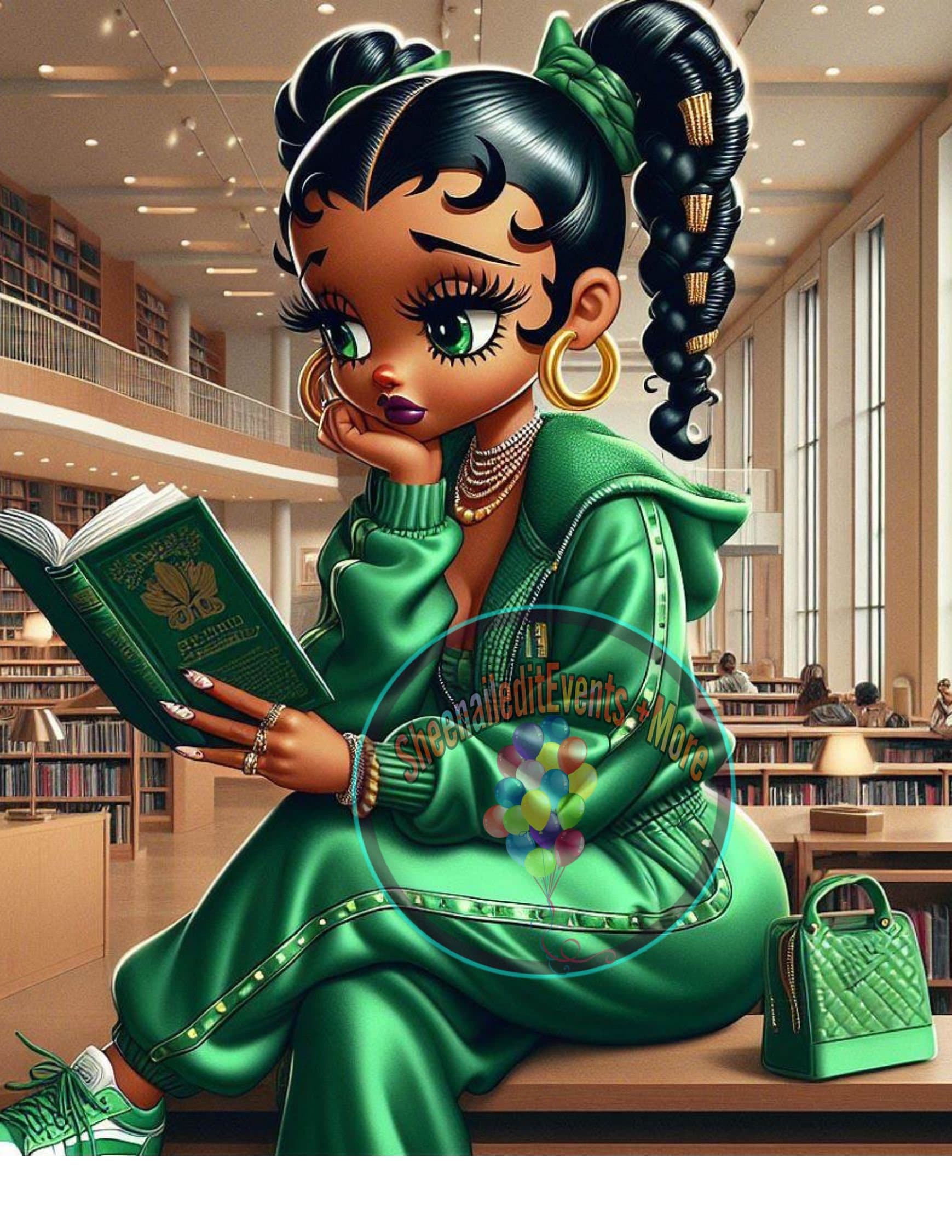 Boop, Black Betty Boop, Gift Green, Library, Black Art, Wall Art ...