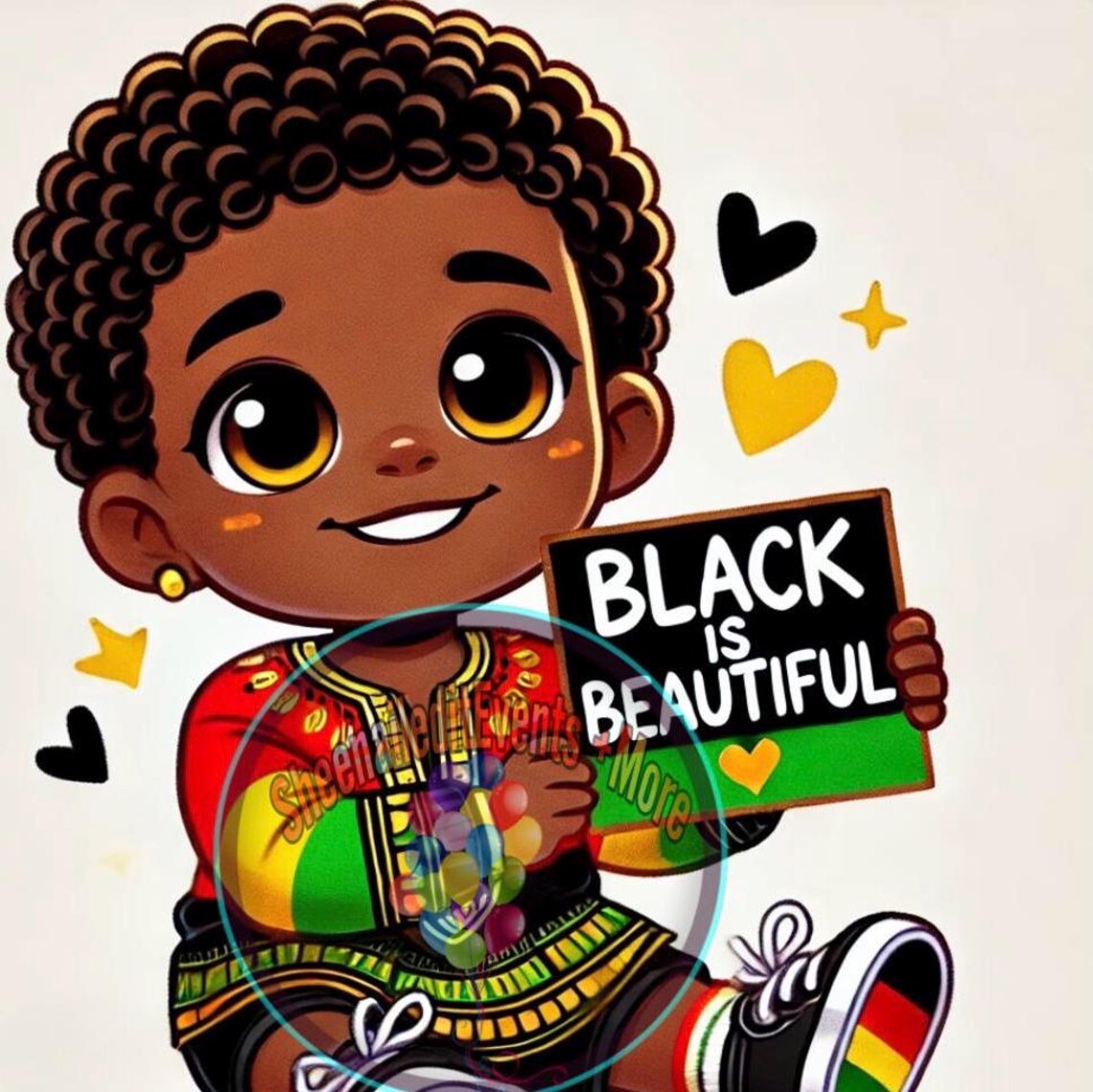 Black Boy Digital Art PNG, Afrocentric Baby Clipart, Black is Beautiful ...