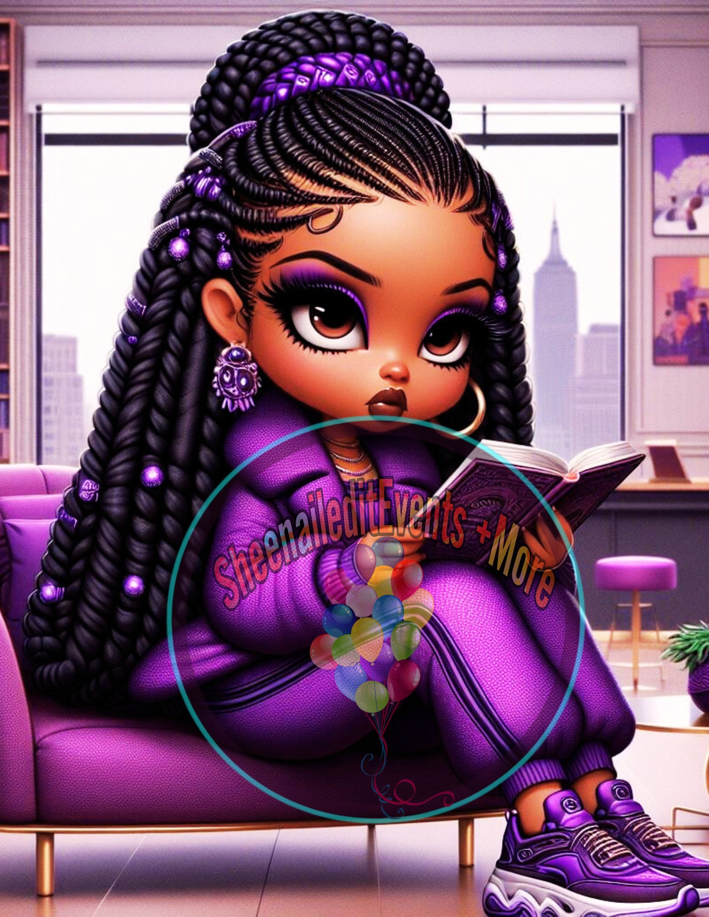 Elegant Betty Boop in Purple| Vintage Inspired Art of Black Betty Boop ...