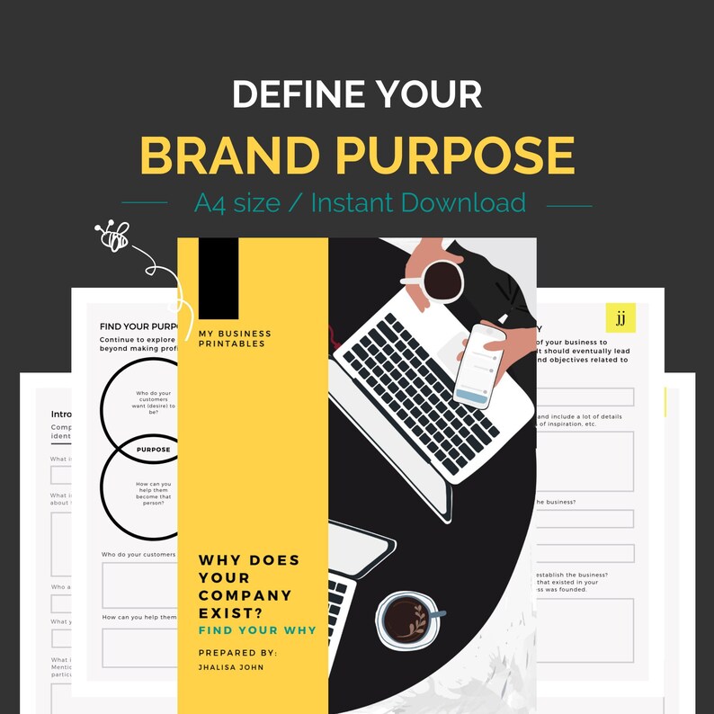 Brand Company Purpose Statement Printable Workbook Find Your | Etsy