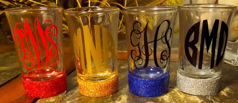 Glittered Shot Glasses Glitter Shot Glass Personalized | Etsy