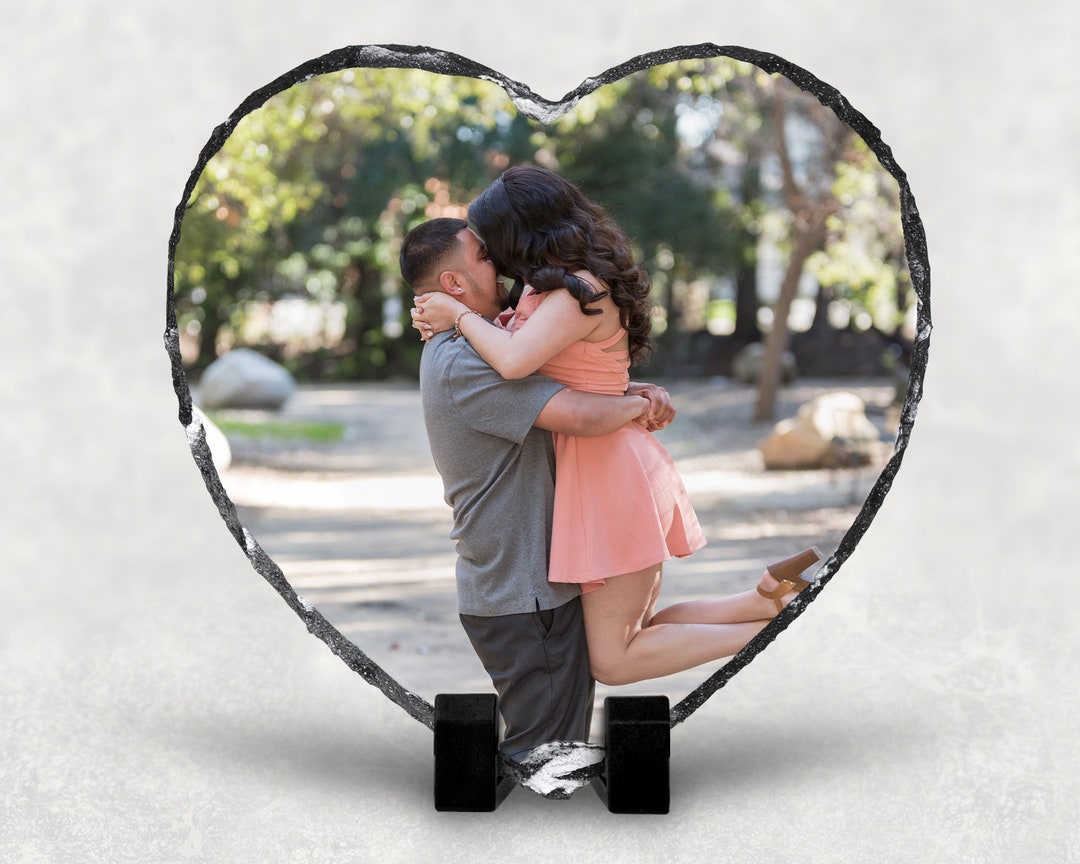 Customized Photo Heart Rock Slate, Picture Heart Rock, Anniversary ...