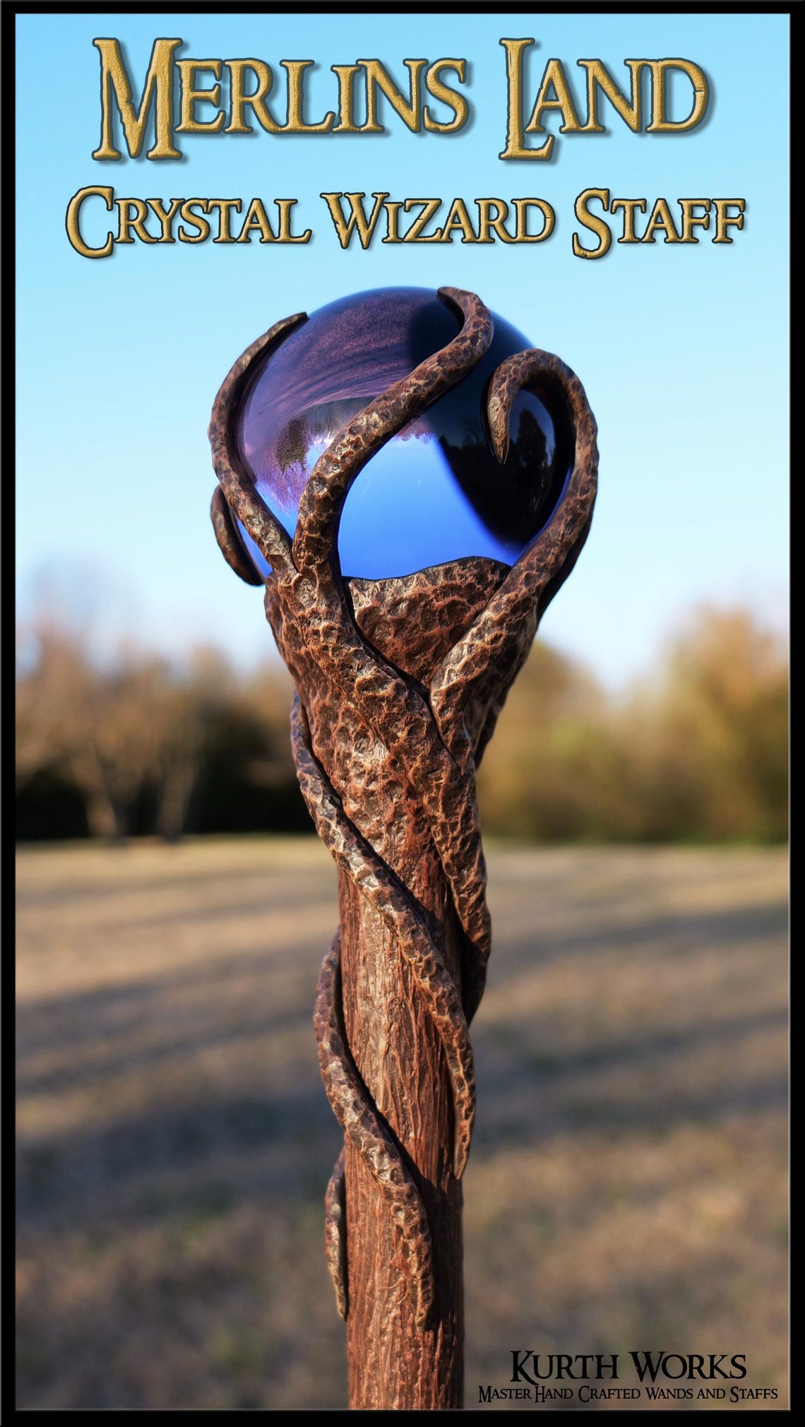 Merlin's Land Wizard Magic Real Wooden Staff - Etsy