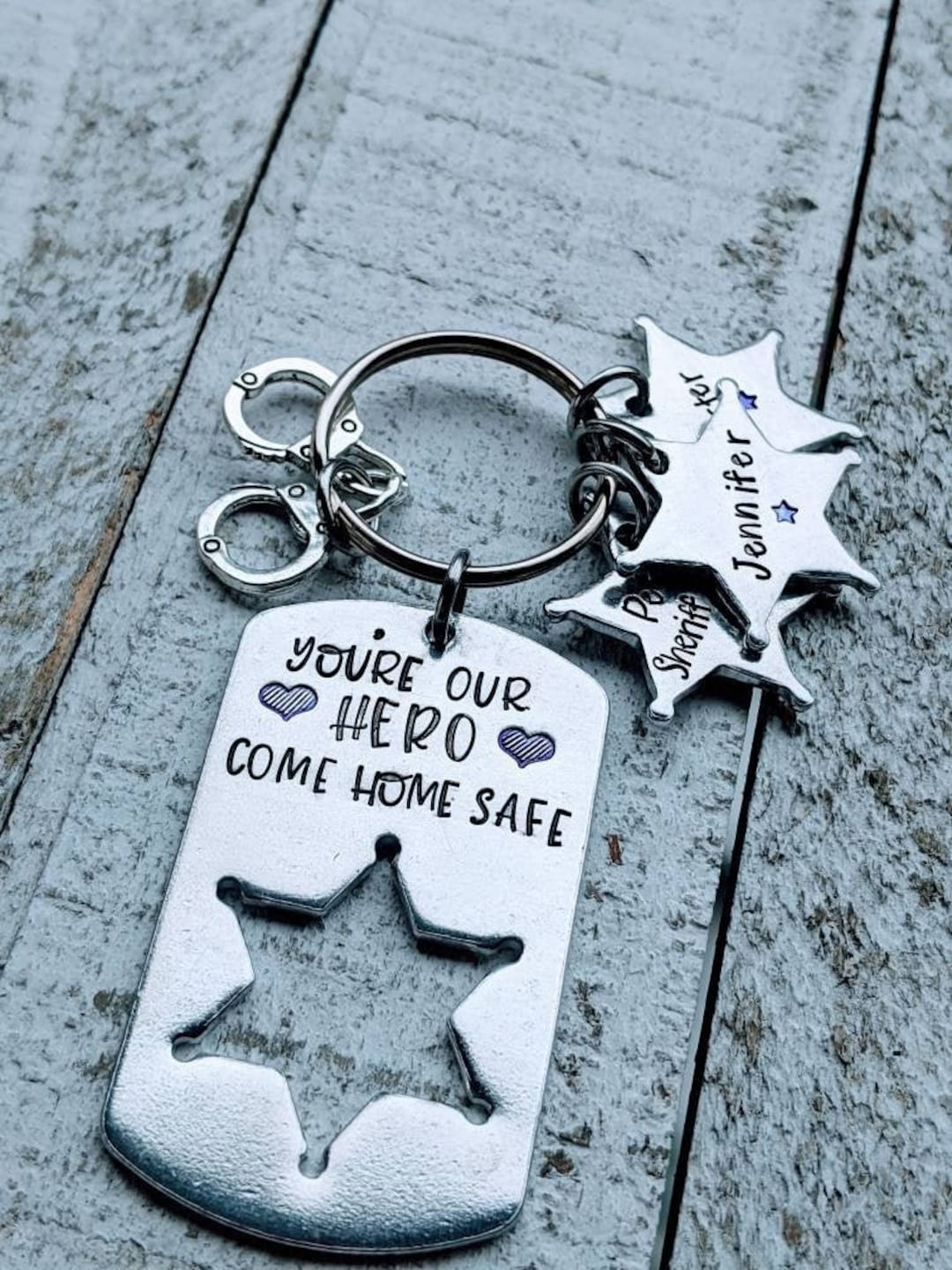 Personalized Sheriff Dad Keychain – Hand Stamped Deputy Dog Tag, Law ...