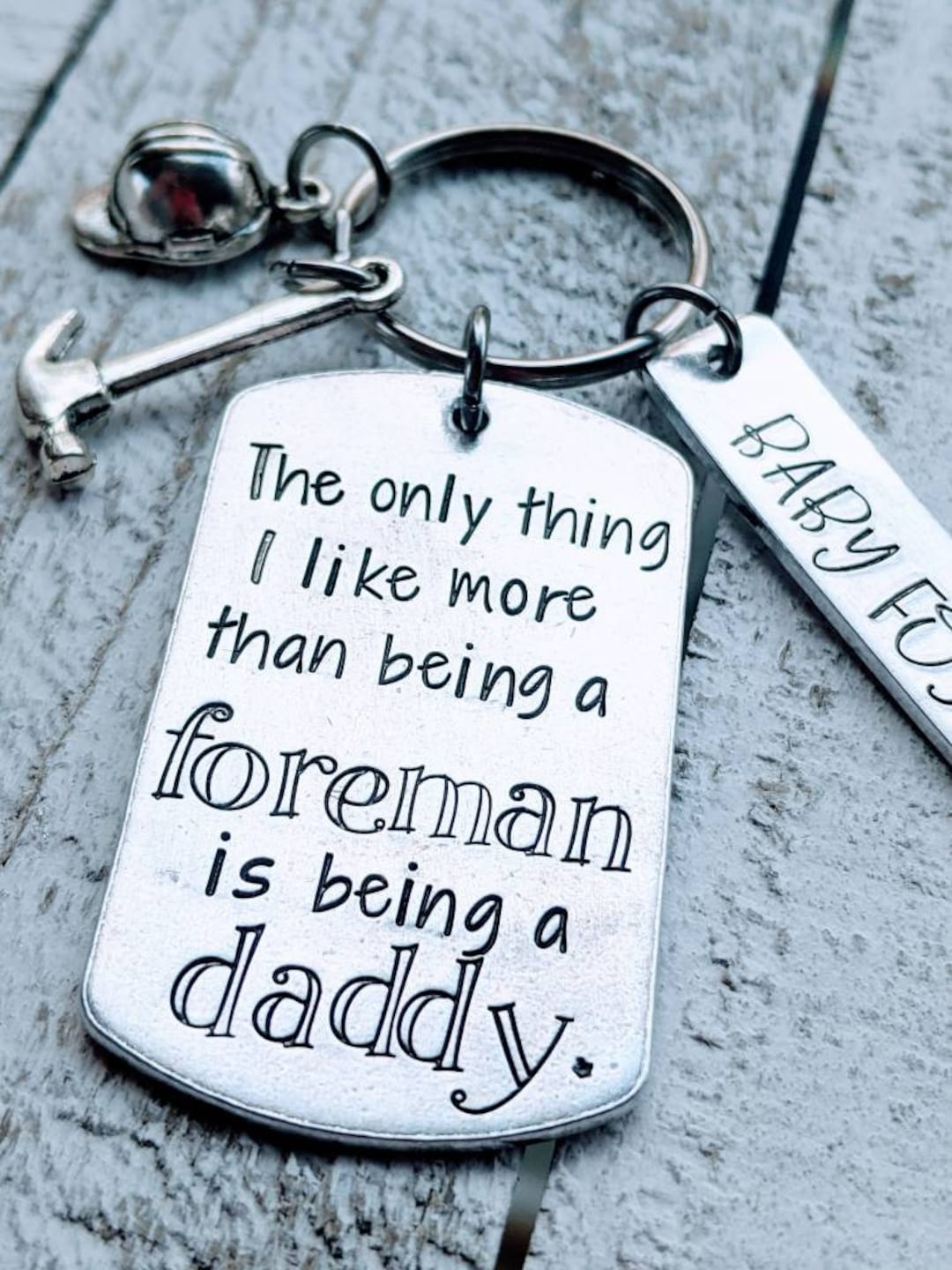 Hand Stamped Construction Worker Dad Dog Tag With Customized Kid's ...