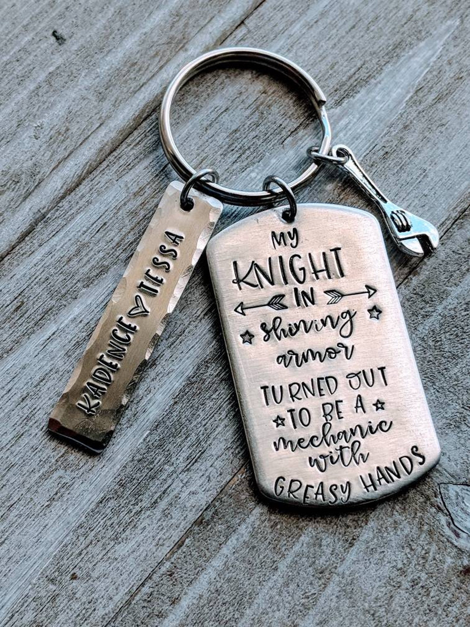 Hand Stamped Mechanic Keychain, Personalized Father's Day Gift - Etsy