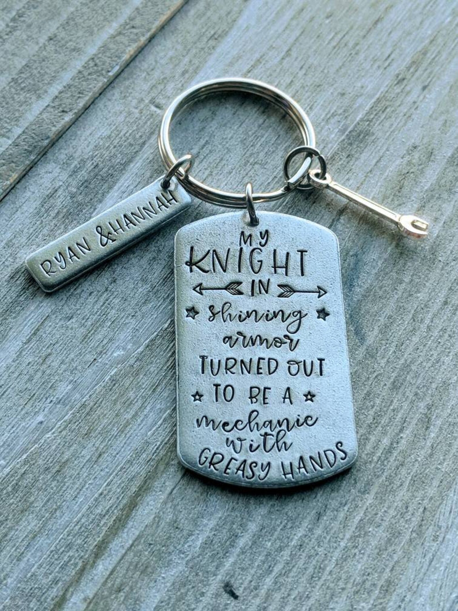Hand Stamped Mechanic Keychain, Personalized Father's Day Gift - Etsy