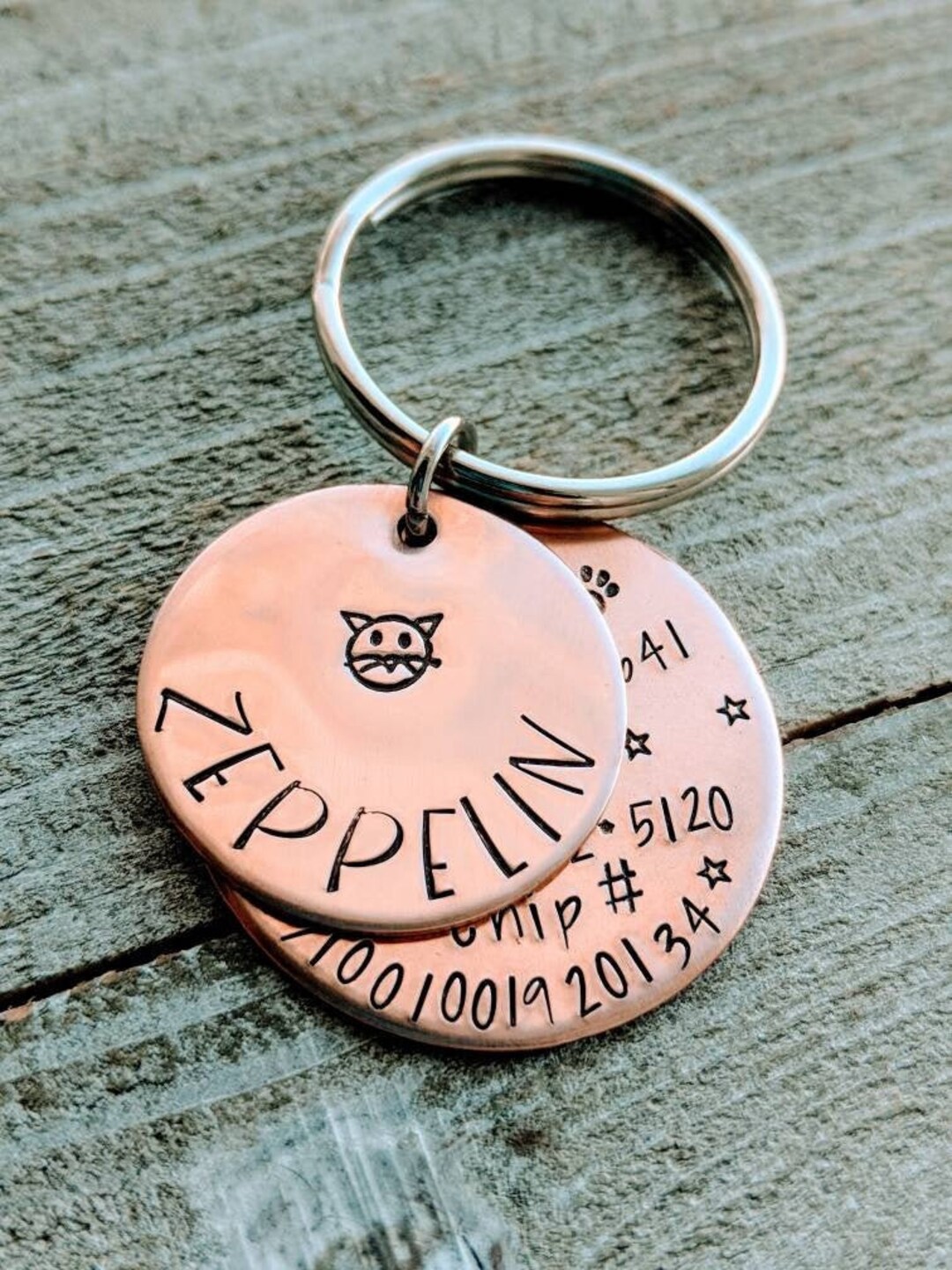 Hand Stamped Copper Pet ID Tag for Cats - Personalized Kitten ...