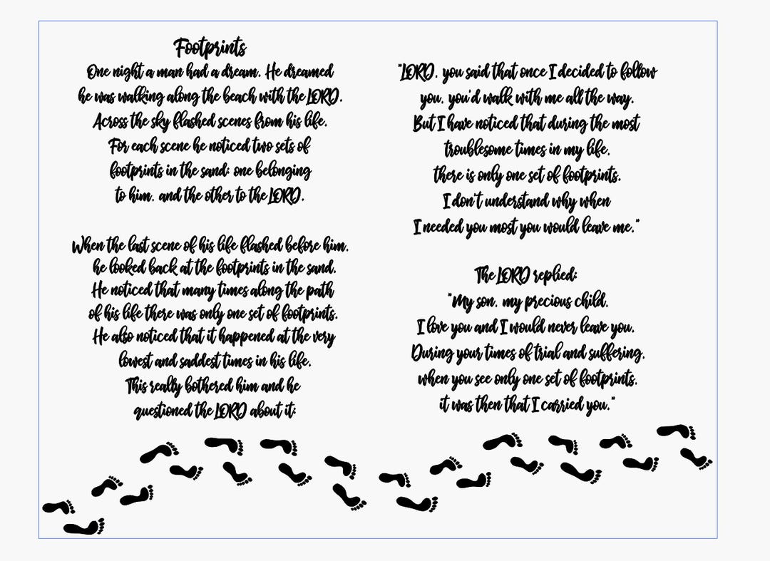 Footprints Poem Tumbler Wrap SVG for Laser Rotary (digital Download) - Etsy