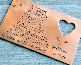 Hand Stamped Bronze 8 Year Anniversary Wallet Card Personalized Couples Gift Traditional Bronze Anniversary Metal Wallet Insert Etsy Canada