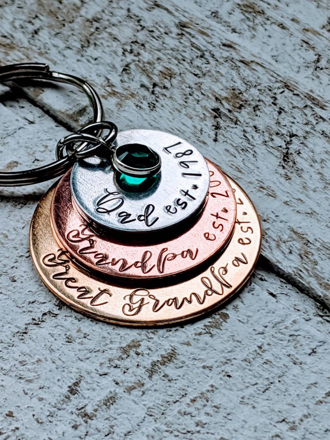 Personalized Multi-metal Stacked Keychain for Dad, Grandpa, Great ...