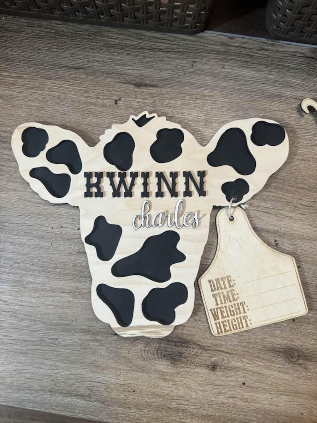 Custom Wooden Cow Baby Announcement Sign – Personalized Birth Stats - Etsy