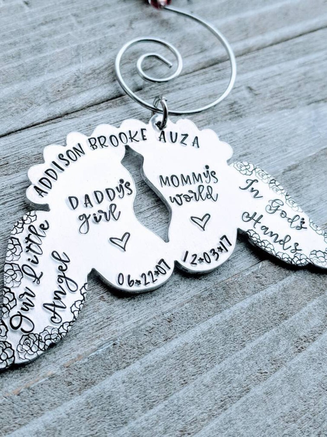 Handmade Angel Baby Memorial Ornament: Personalized Baby Feet & Wing ...
