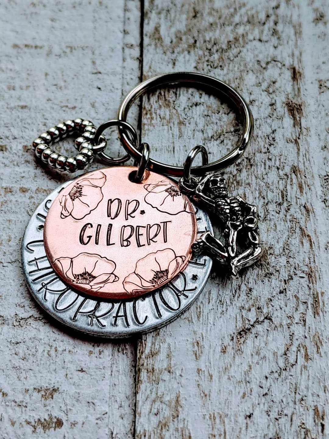 Personalized Chiropractor Appreciation Keychain With Skeleton and Heart ...