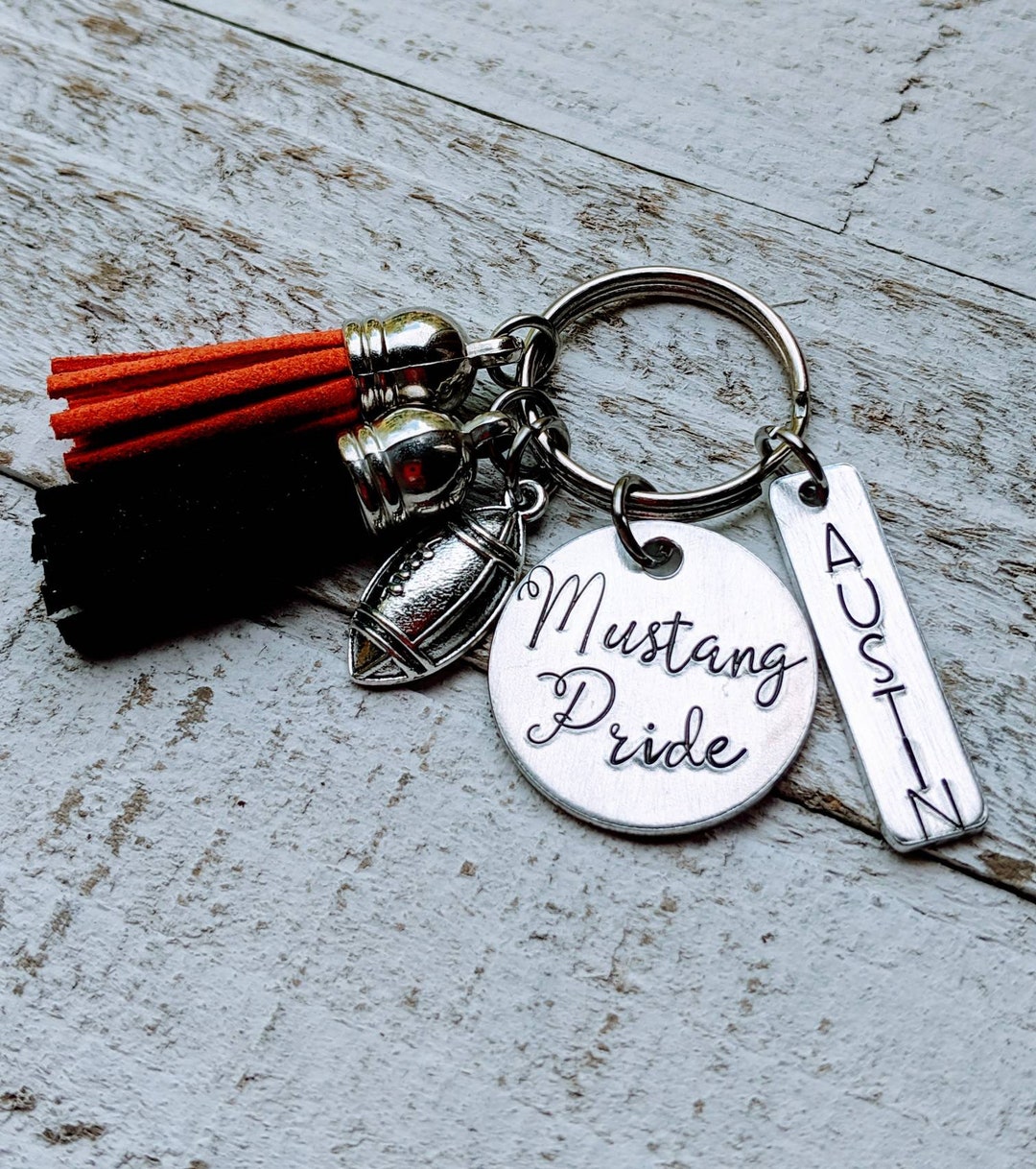 Custom Football Mom Keychain With Mustang Pride, Personalized Bar ...