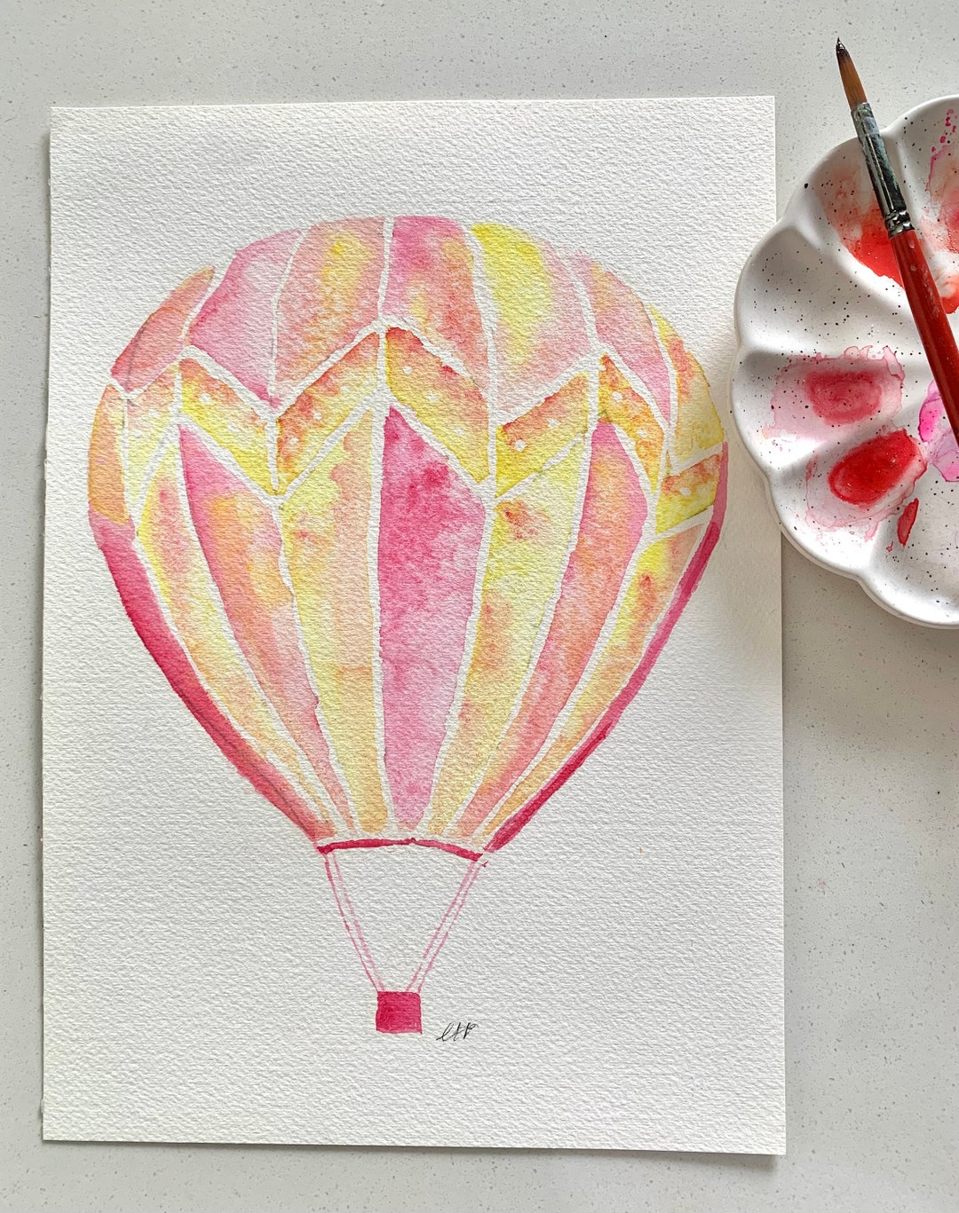 Hand-painted Watercolour Hot Air Balloon Painting | Watercolour Nursery ...