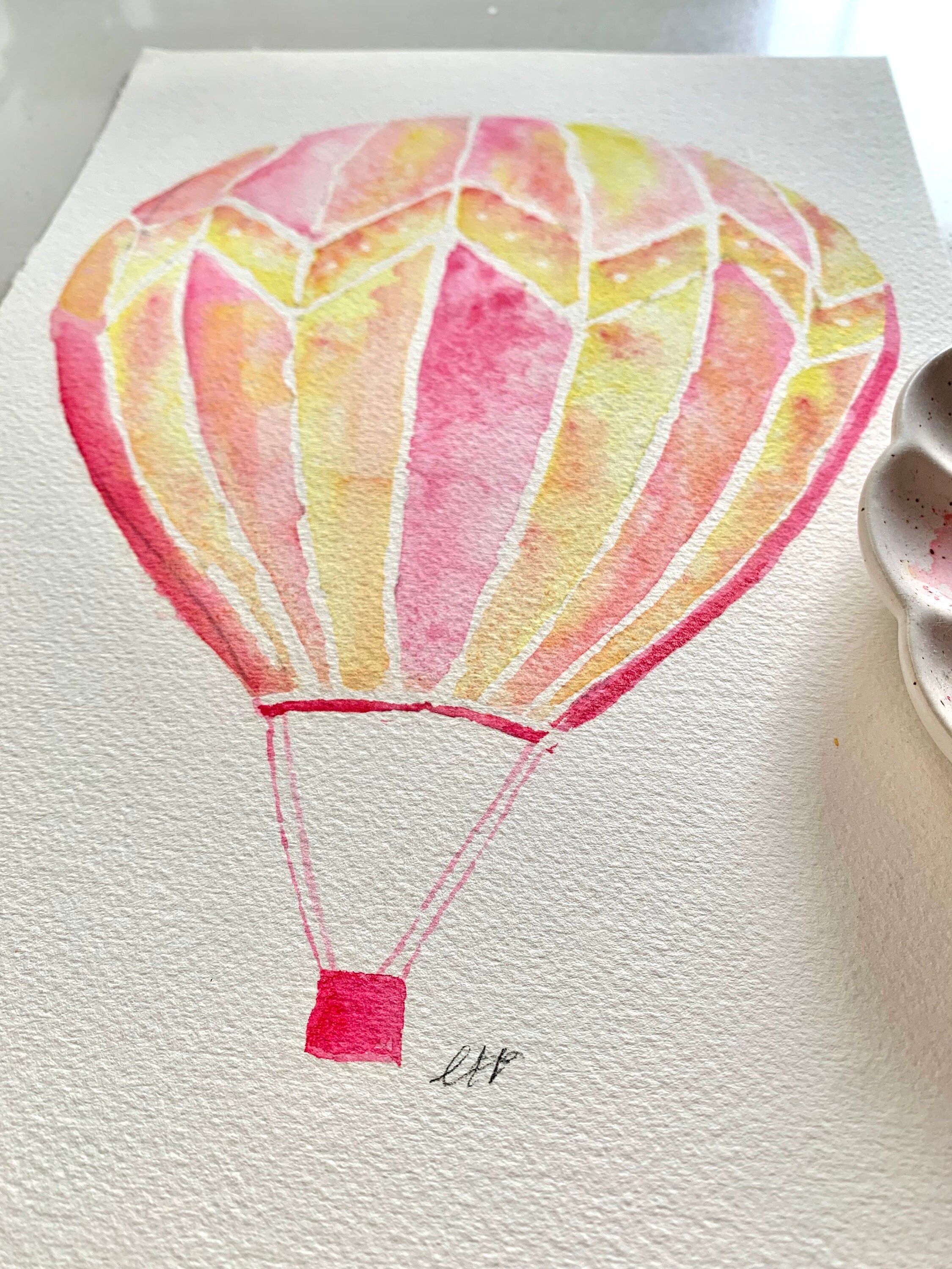 Hand-painted Watercolour Hot Air Balloon Painting | Watercolour Nursery ...