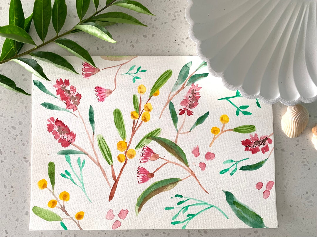 Original Wattle Watercolour Painting, Australian Native Flowers, Native ...