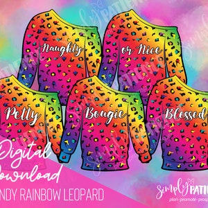 Digital and Printable Rainbow Leopard Sweater Planner Stickers - Etsy