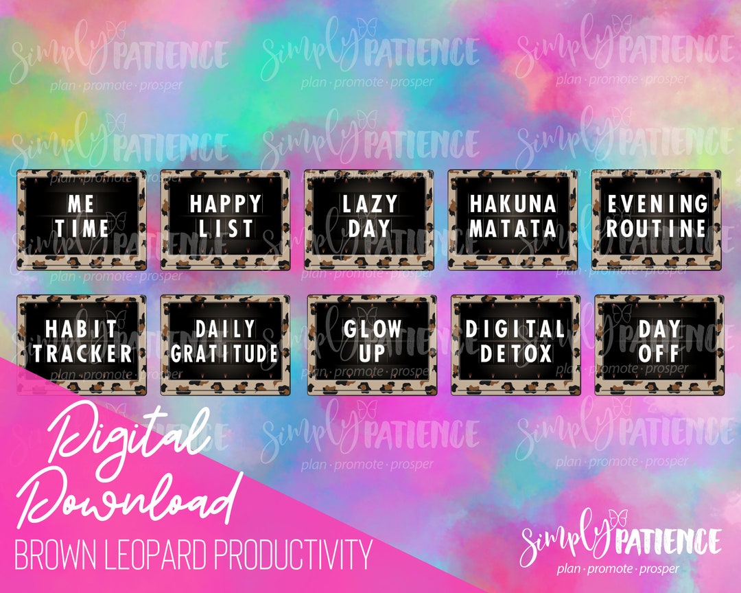 Digital and Printable Brown Leopard Print Productivity Planner Images ...