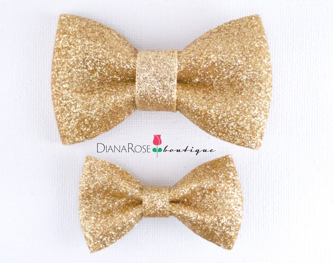 Glittery Gold Bows. Small Gold Baby Hair Clip. Pink Glitter - Etsy