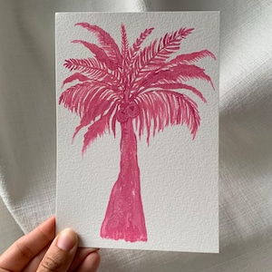 Small Watercolor Pink Palm Tree Painting by Karennatalinedesigns ...