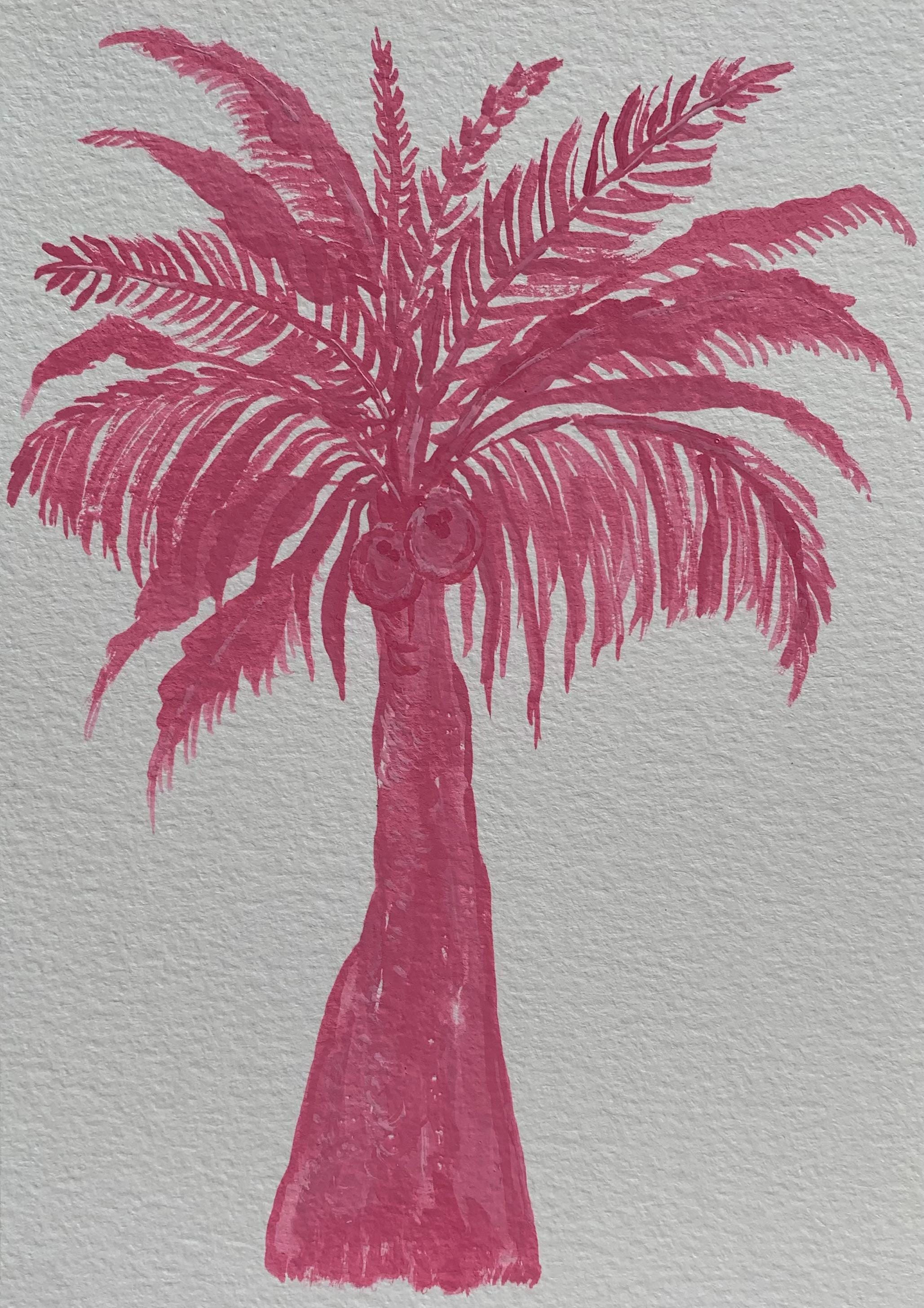 Small Watercolor Pink Palm Tree Painting by Karennatalinedesigns ...