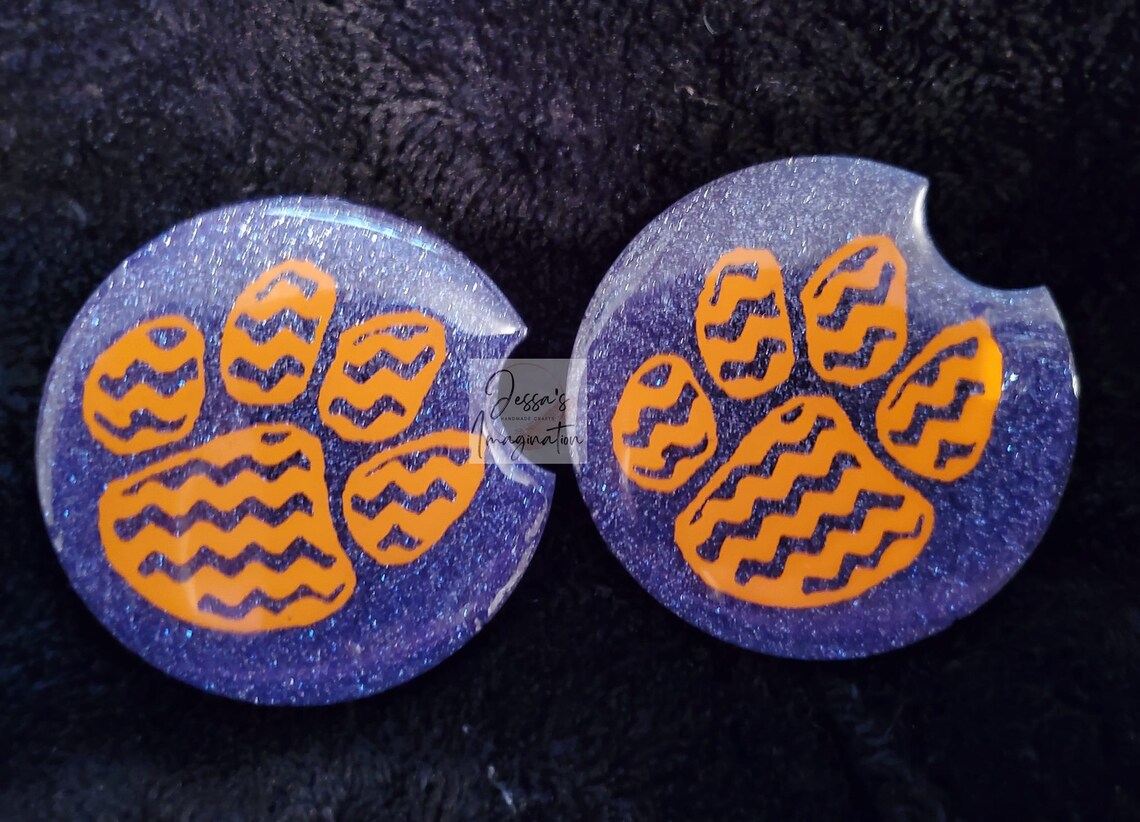 Clemson Tiger Themed Car Coasters - Etsy