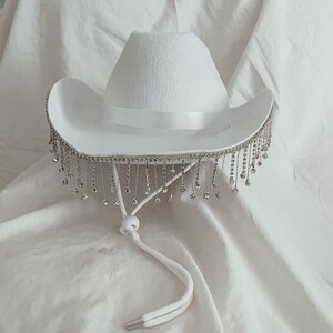 Rhinestone Fringe Cowboy Hat - White Pink Diamond Cowboy Hat - Etsy