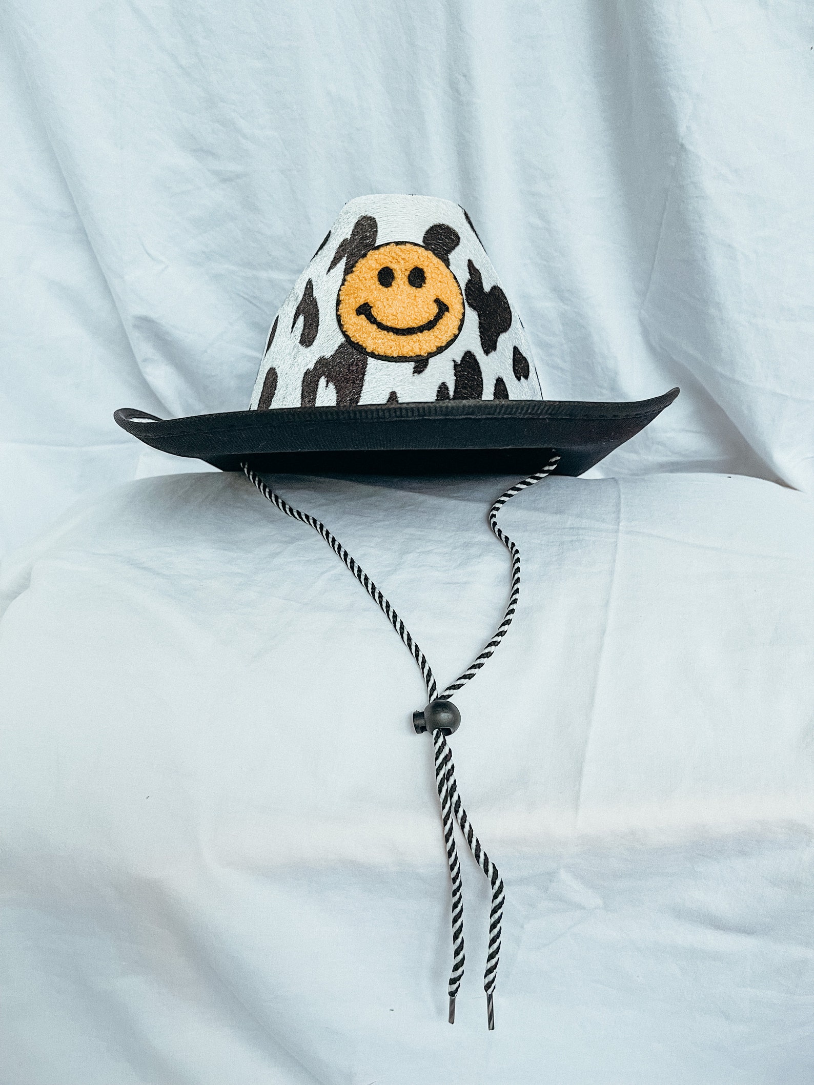 Cow Print Smiley Face Cowboy Hat - Etsy