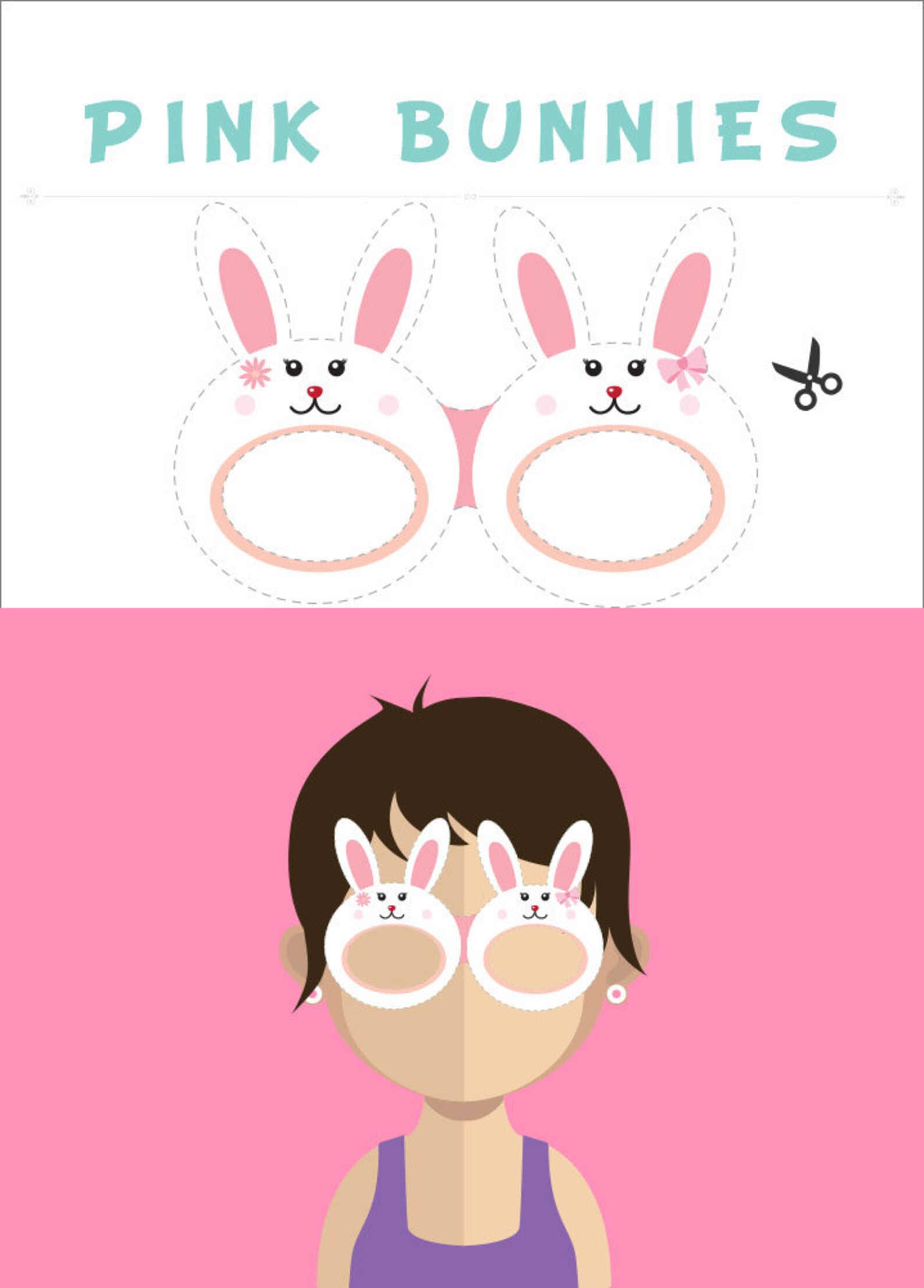Pinky Bunnies - Printable DIY Easter Party Glasses Mask Template - Etsy