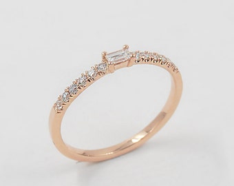 Solid 14k Rose Gold Square Ring Smooth Stacking Ring Minimal | Etsy