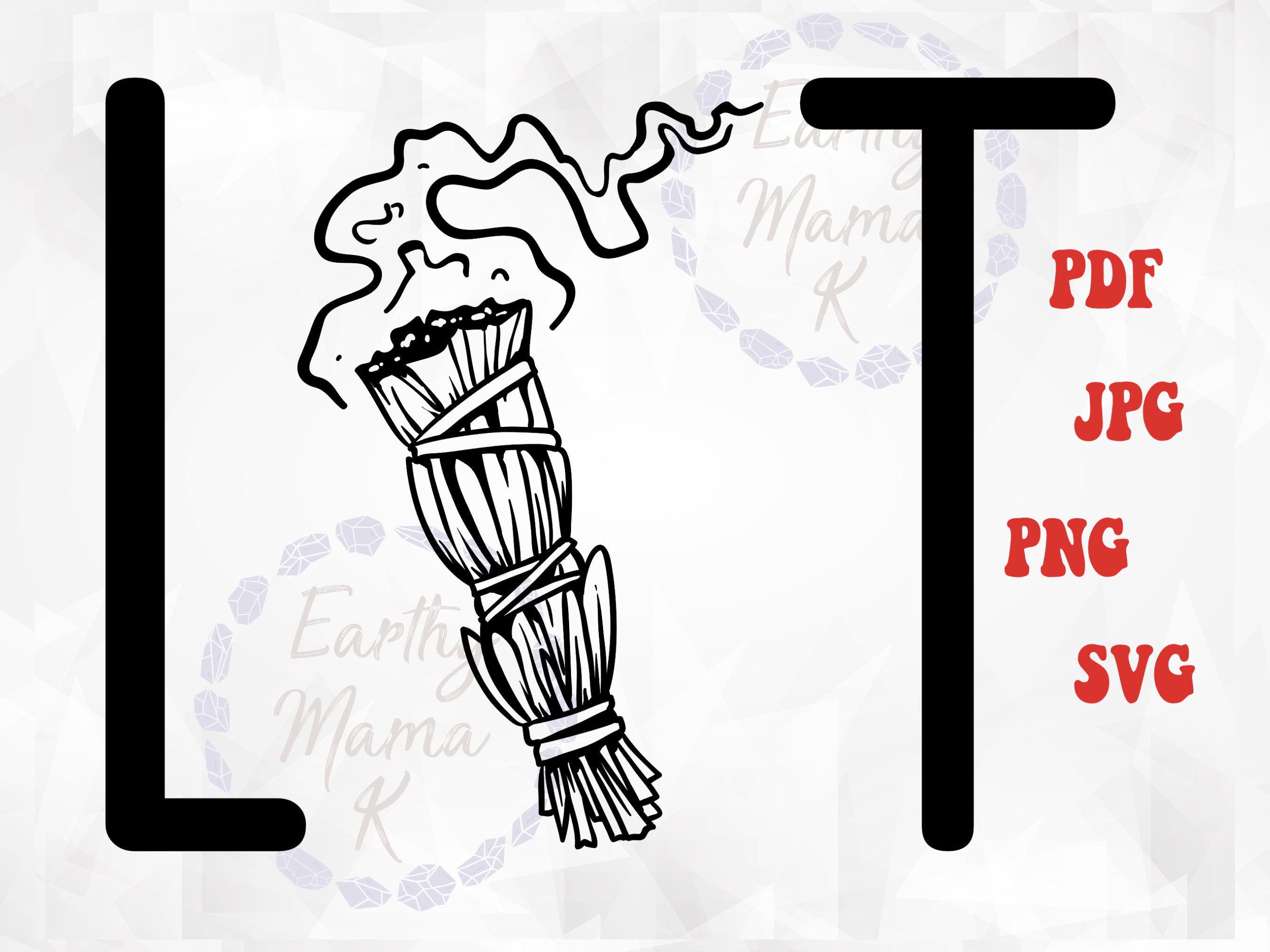 Lit Sage Burning Witchy Smudge Smudging Witch Earthy Natural Svg Pdf ...