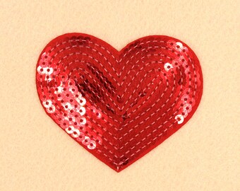 Heart Sequin Patch Iron on Patch DIY Patch Embroidered Patch | Etsy
