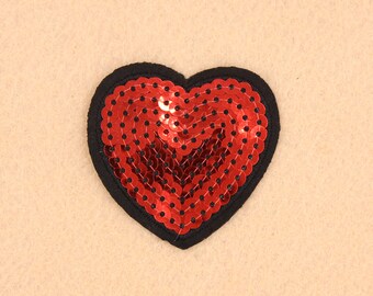 Heart Sequin Patch Iron on Patch DIY Patch Embroidered Patch | Etsy