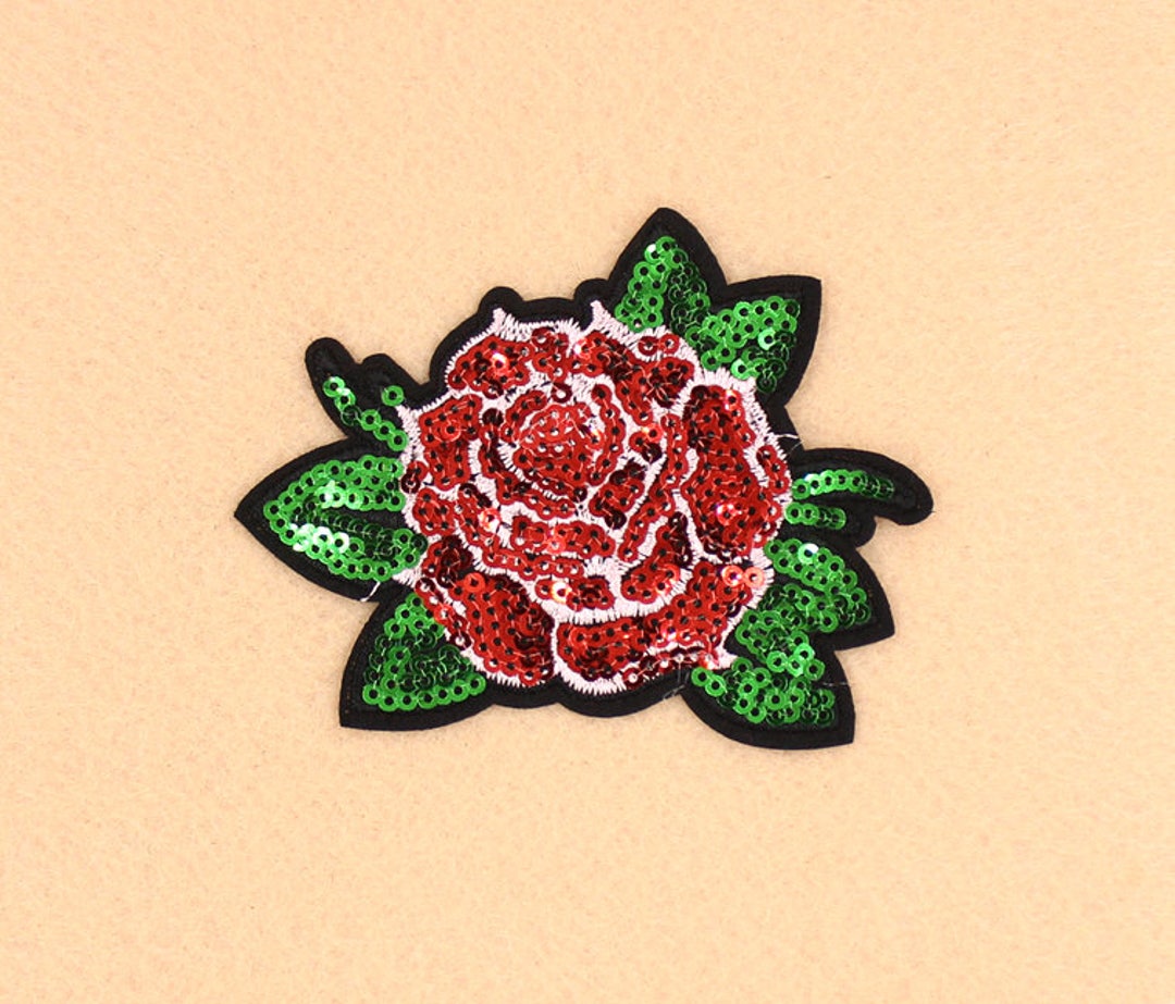 Rose Patch Sequin Patch Iron on Patch DIY Patch Embroidered Patch ...