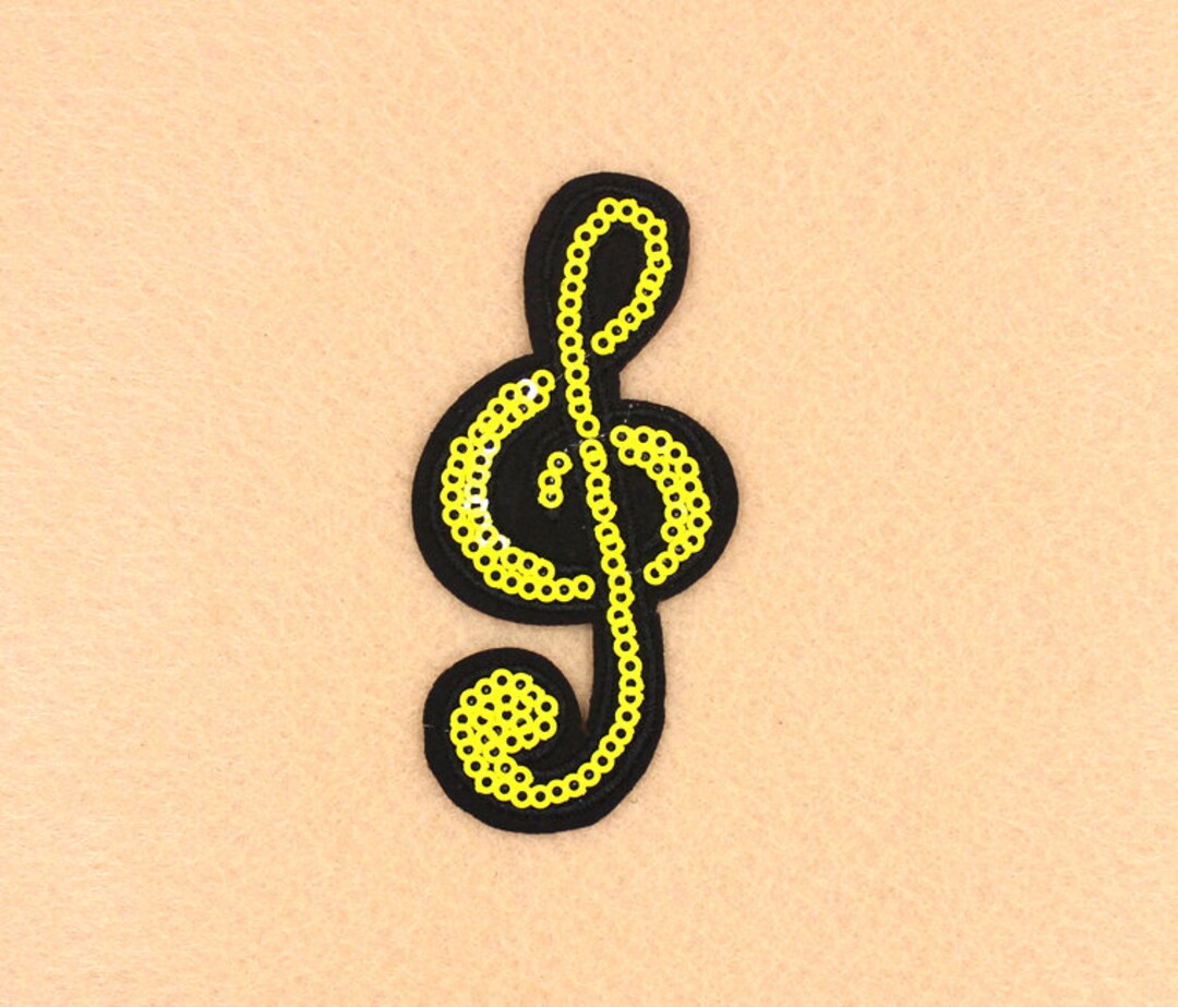 Music Note Patch Sequin Patch Iron on Patch DIY Patch Embroidered Patch ...