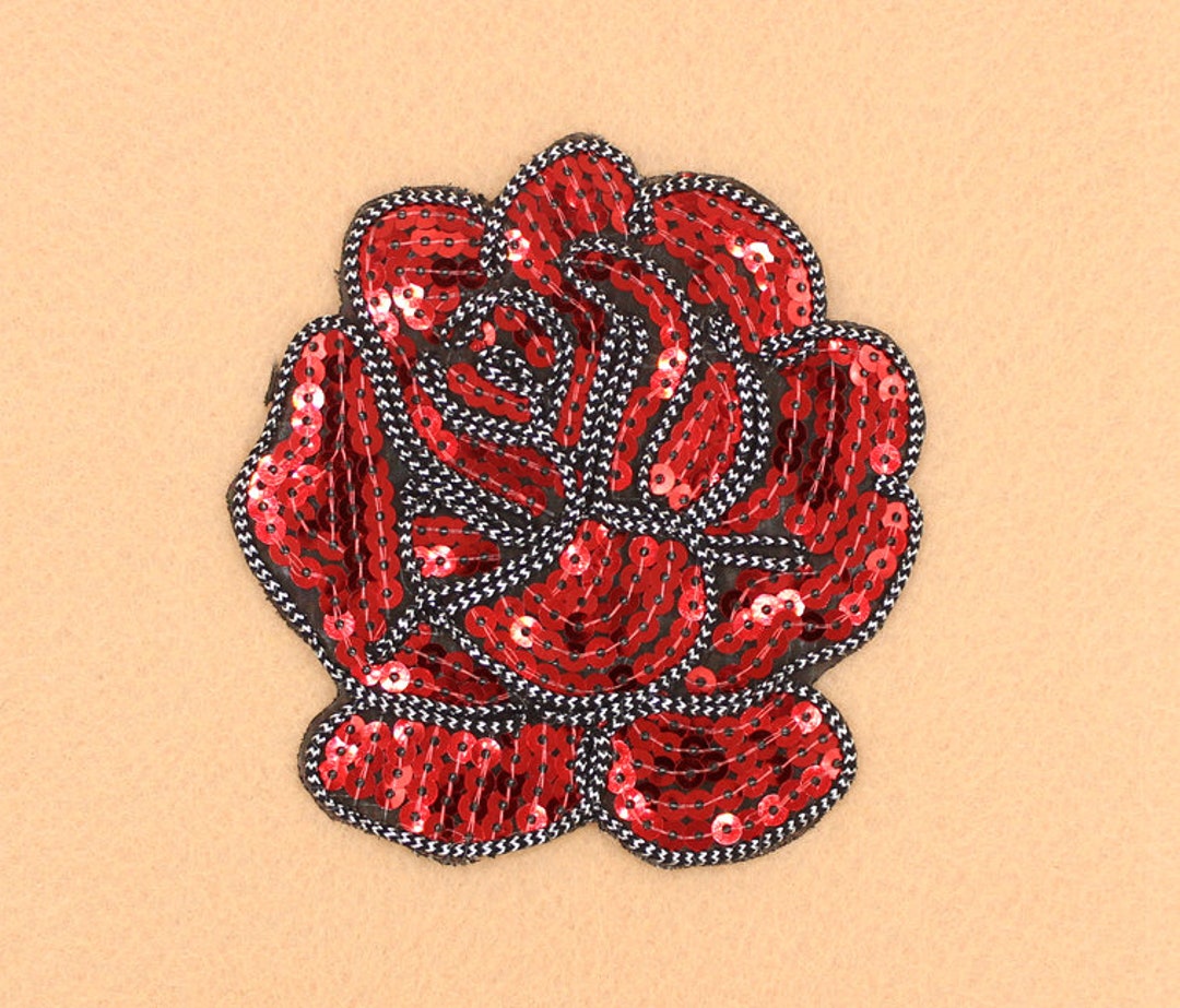 Rose Patch Sequin Patch Iron on Patch DIY Patch Embroidered Patch ...
