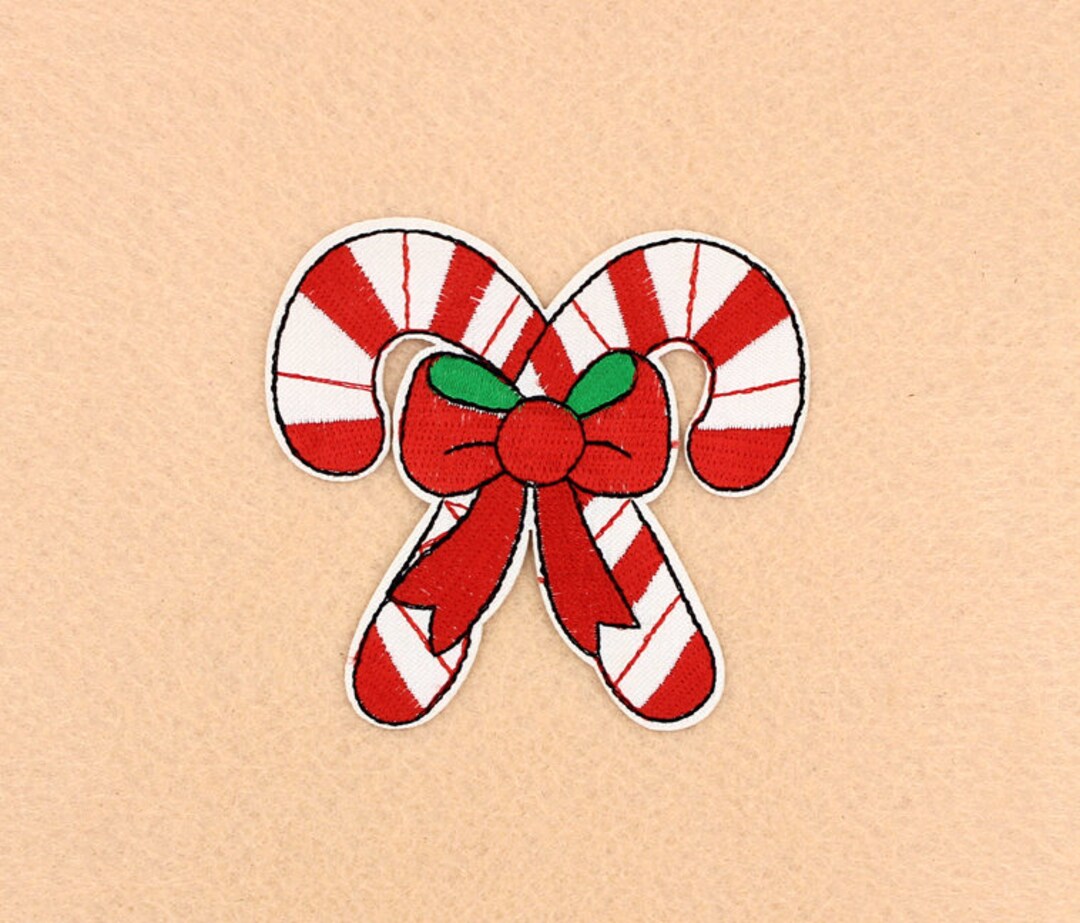 Candy Cane Patch Iron on Patch DIY Patch Embroidered Patch Applique ...