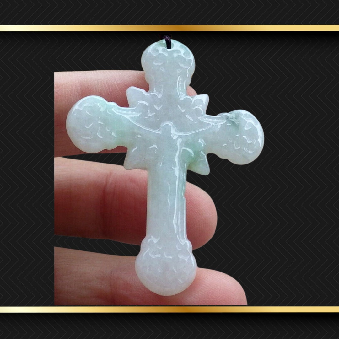 Jadeite Jade Carved Crucifix Cross Pendant Grade A Untreated Certified ...