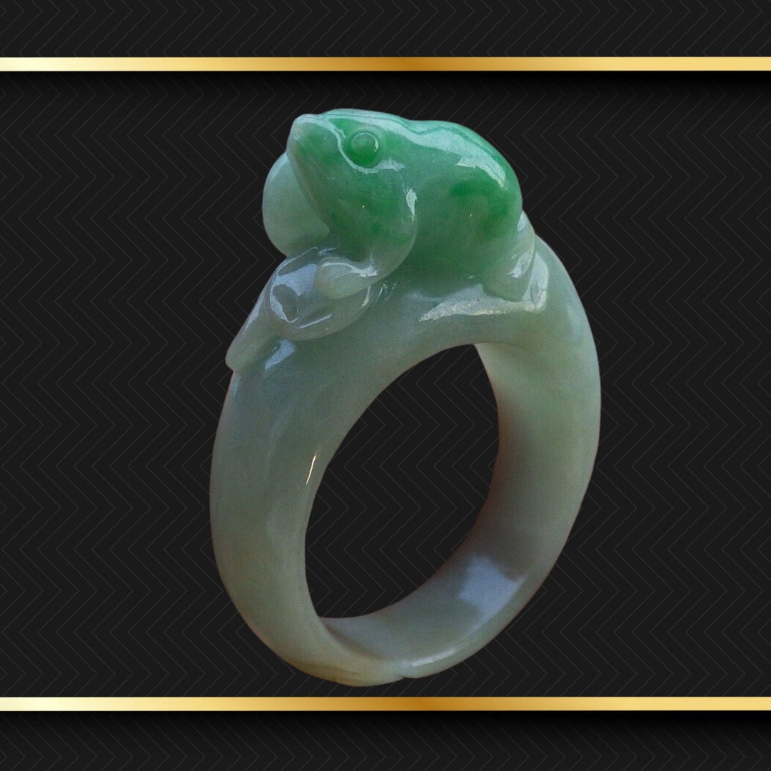 Very Large Frog Jadeite Jade Ring Size 13.75 Grade A Untreated ...
